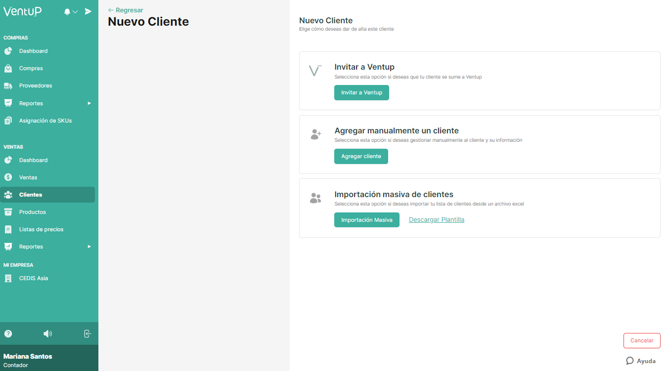 Agregar cliente manualmente